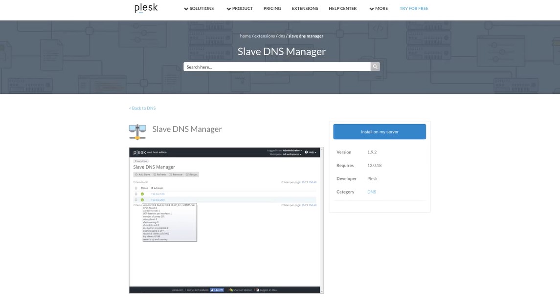 Configure Slave DNS manager extension on Plesk