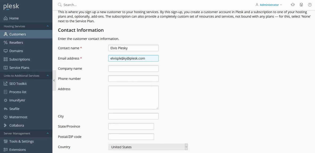 How to Create a Customer Account with Plesk
