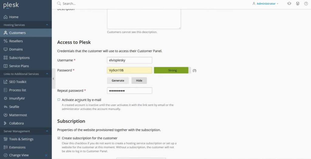 How to Create a Customer Account with Plesk
